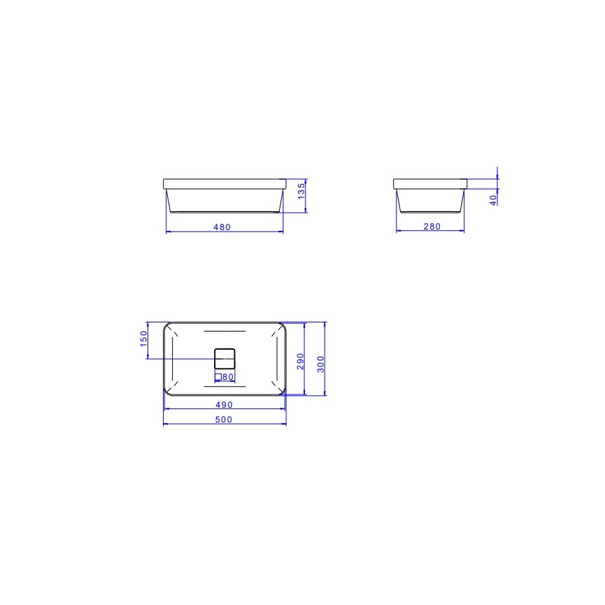 Cuba de Sobrepor Retangular 50cm Deca Slim Branco