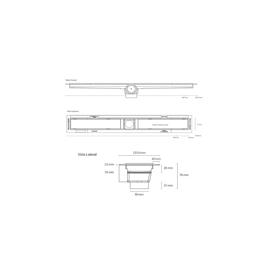 Ralo Linear Smart Tampa Inox 60cm Linear 260 - 60 Cm